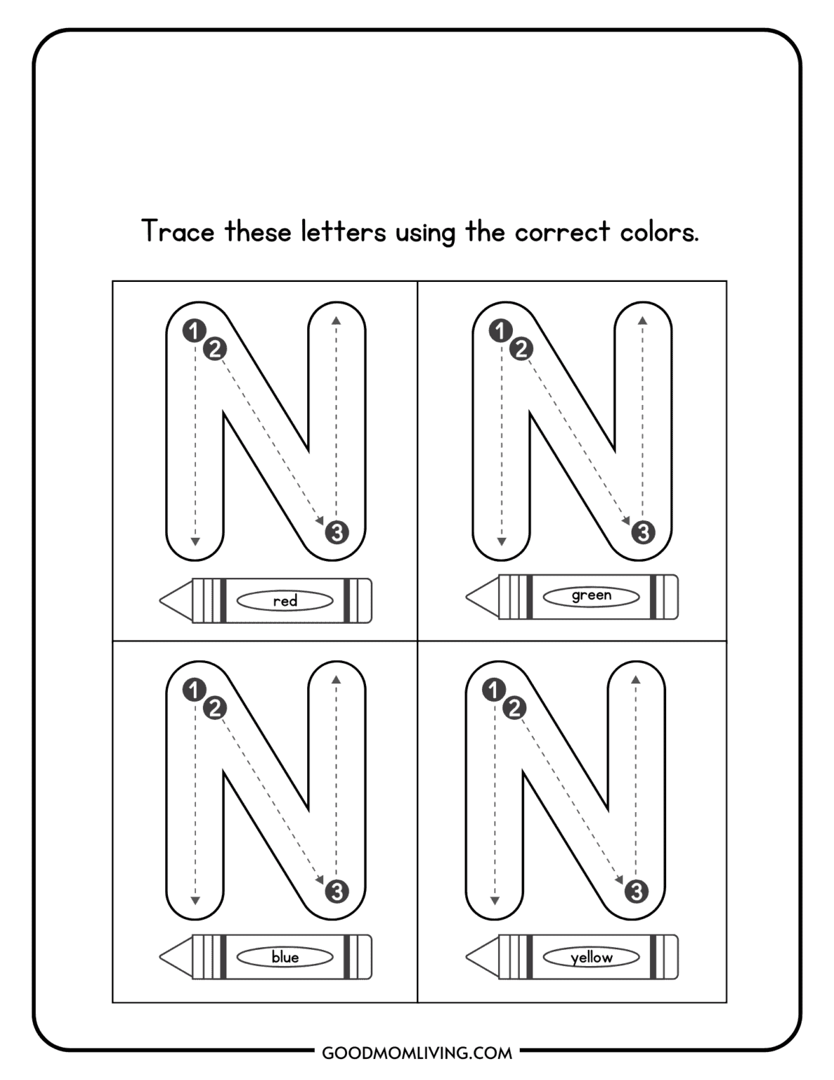 Letter N Coloring Page: Free Alphabet Printable Pages - Good Mom Living