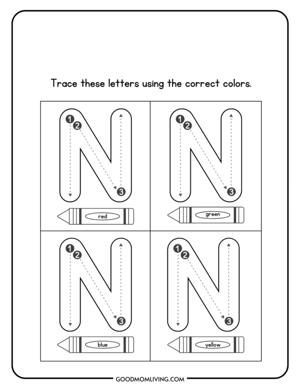 Letter N Coloring Page: Free Alphabet Printable Pages - Good Mom Living