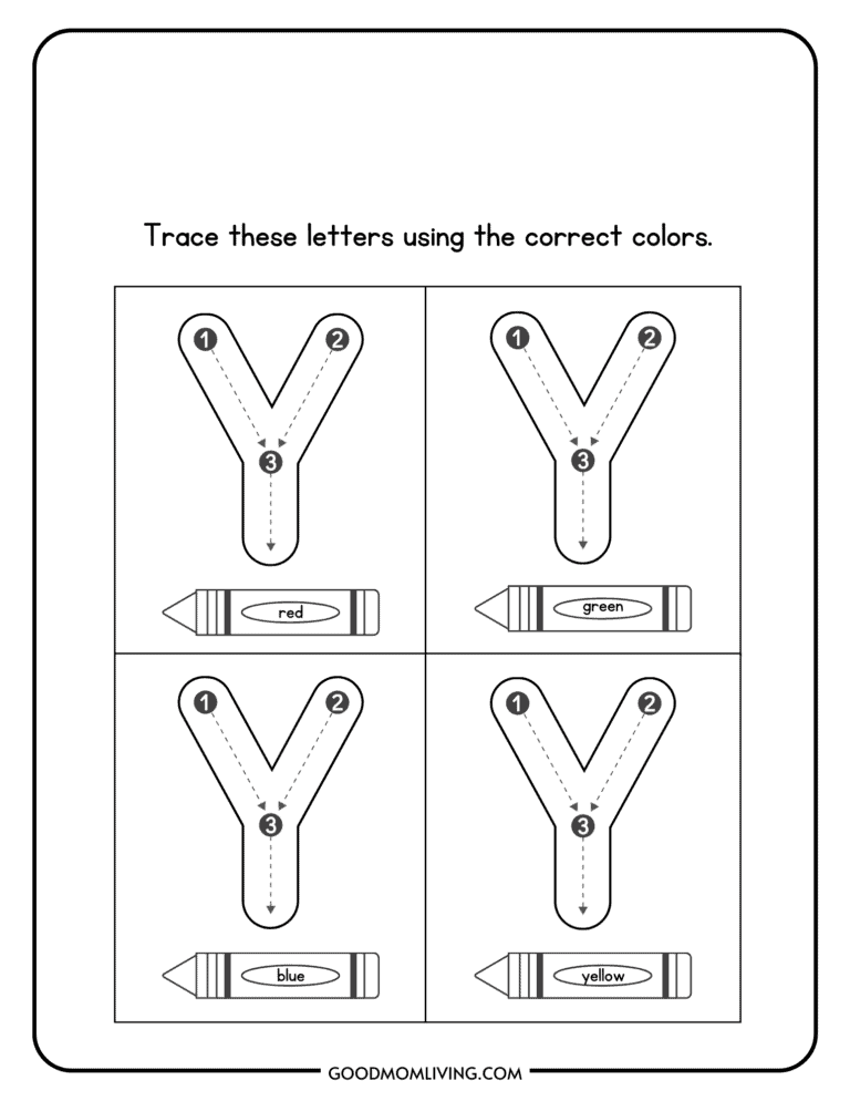 Letter Y Coloring Pages: Free Alphabet Printable Page - Good Mom Living