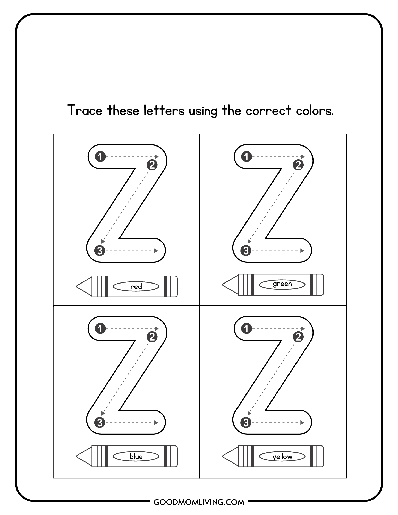Letter Z Coloring Page: Free Alphabet Printables - Good Mom Living