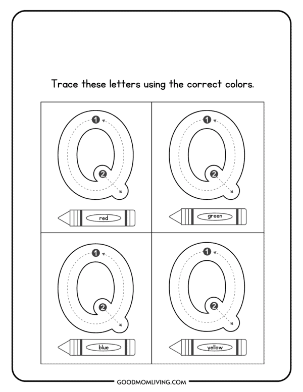 Letter Q Coloring Pages: Free Alphabet Coloring Page - Good Mom Living