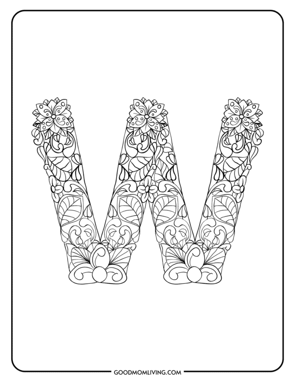 Letter W Coloring Pages: Free Alphabet Printable Page - Good Mom Living