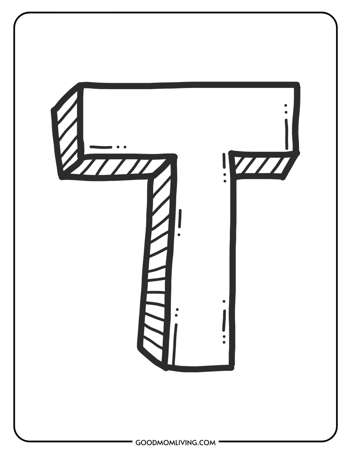 Letter T Coloring Page: Free Alphabet Printable - Good Mom Living