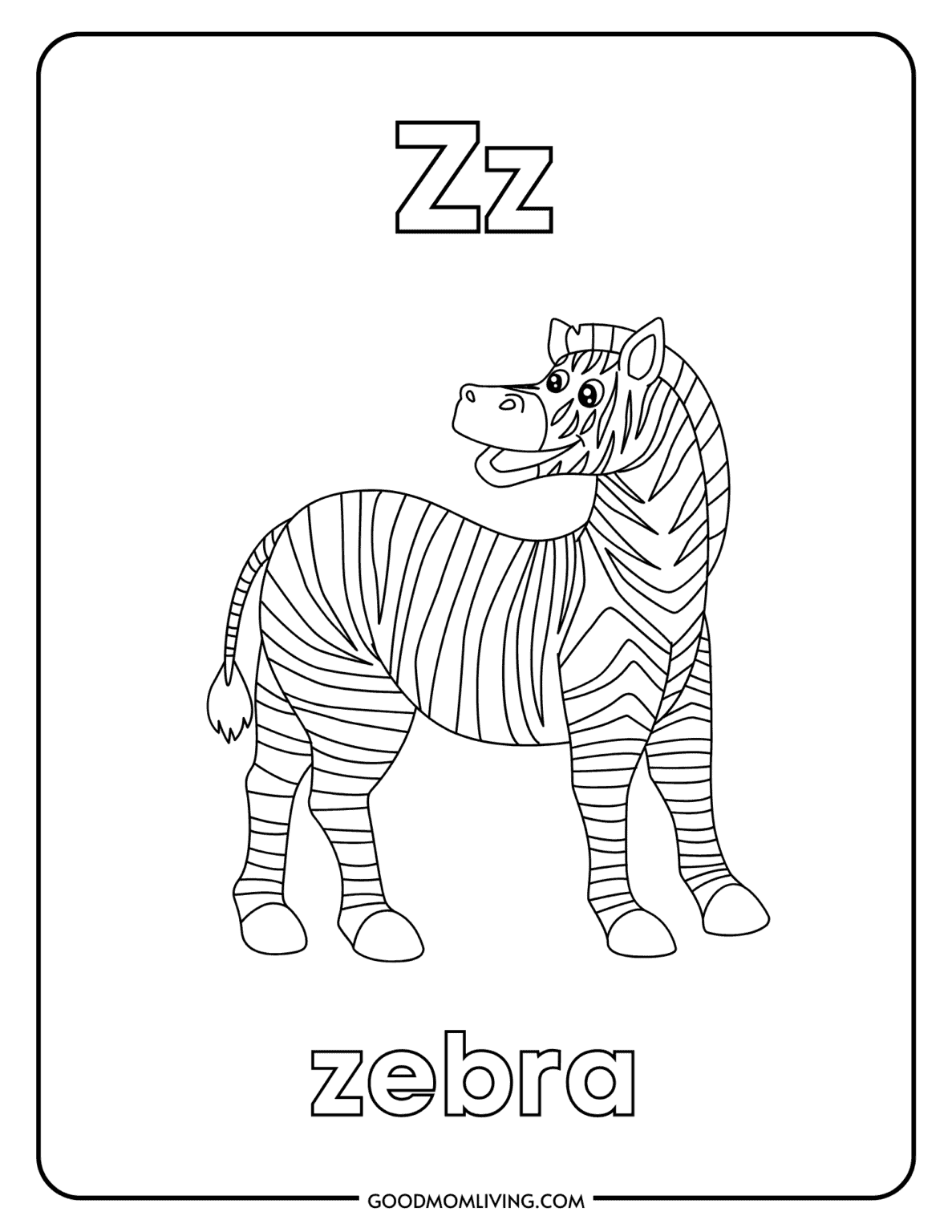 Letter Z Coloring Page: Free Alphabet Printables - Good Mom Living