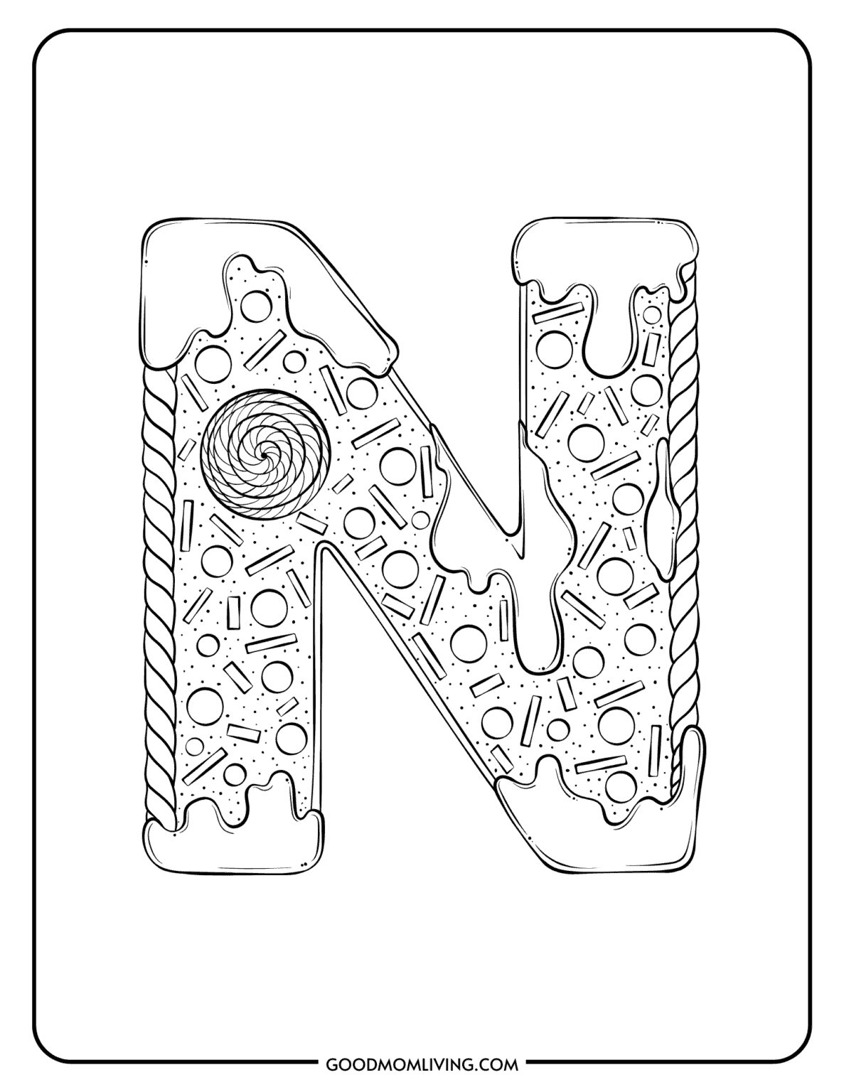 Letter N Coloring Page: Free Alphabet Printable Pages - Good Mom Living