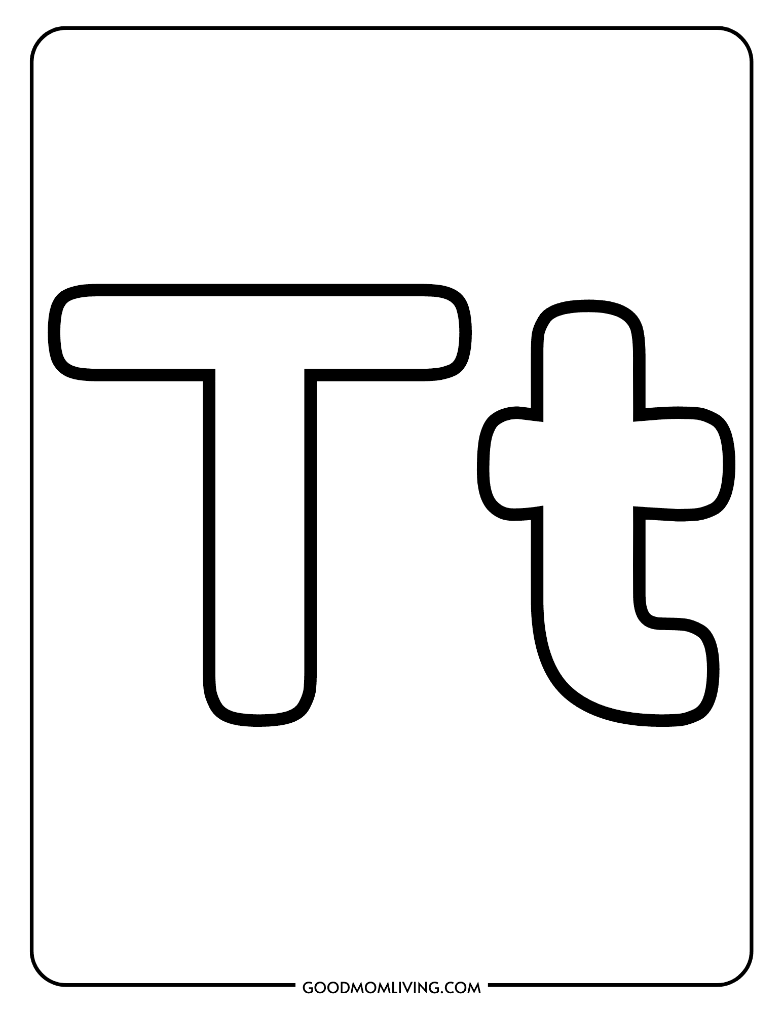 Letter T Coloring Page: Free Alphabet Printable - Good Mom Living