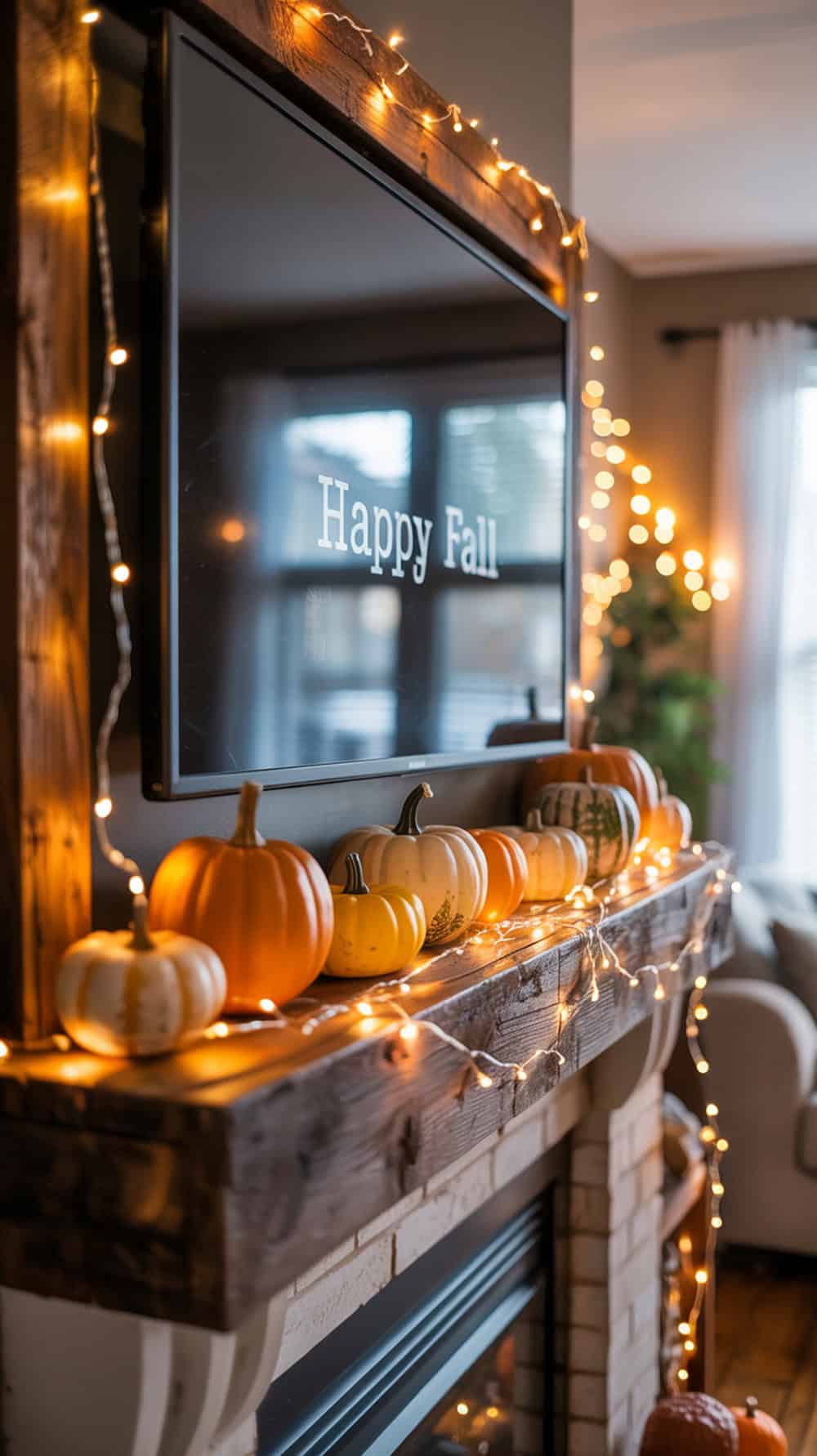 Fall Mantle Decor With TV That Still Looks Beautiful - Good Mom Living