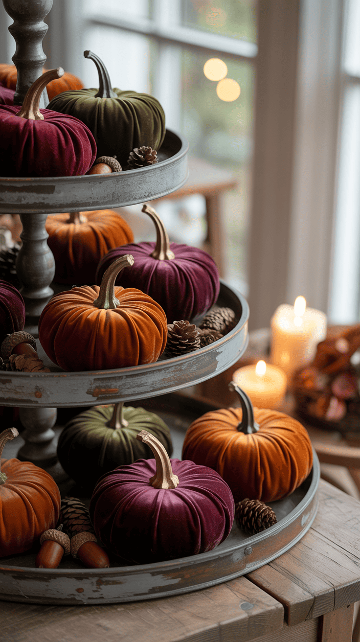 Velvet Pumpkins With Real Stems for Luxe Autumn Styling - Good Mom Living