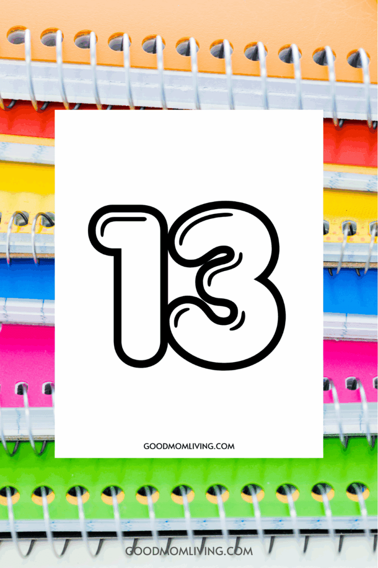 Printable Bubble Number 13 for Early Education - Good Mom Living
