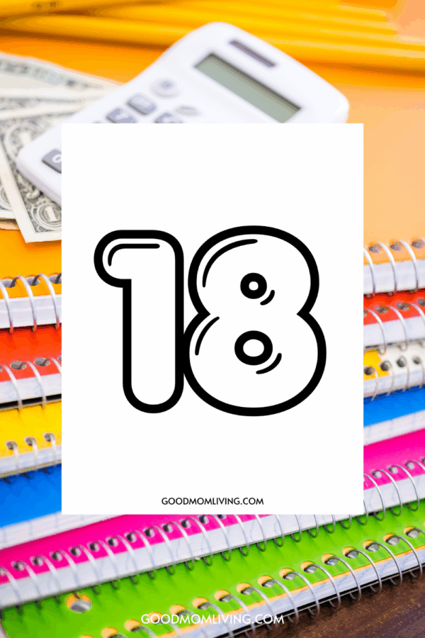 Bubble Number 18 Free Printable for Preschool - Good Mom Living