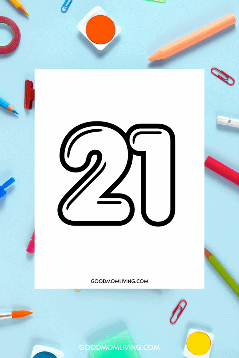 Printable Bubble Number 21 for Kids to Color - Good Mom Living