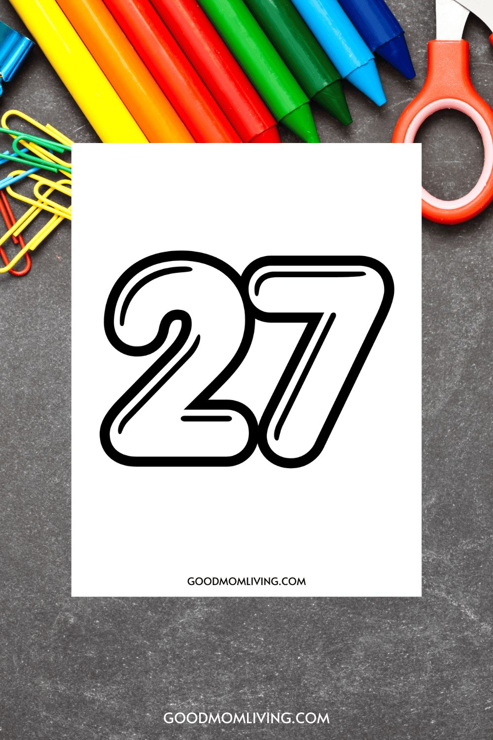Bubble Number 27 to Print for Crafts and Learning - Good Mom Living