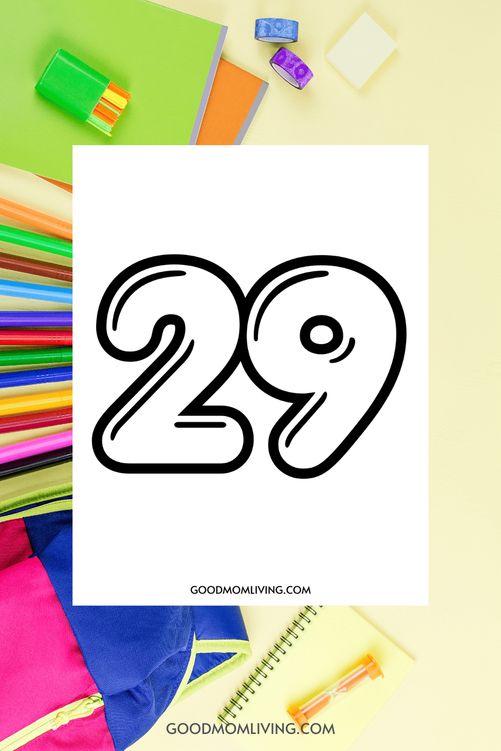 Free Bubble Number 29 Printable for Preschoolers - Good Mom Living