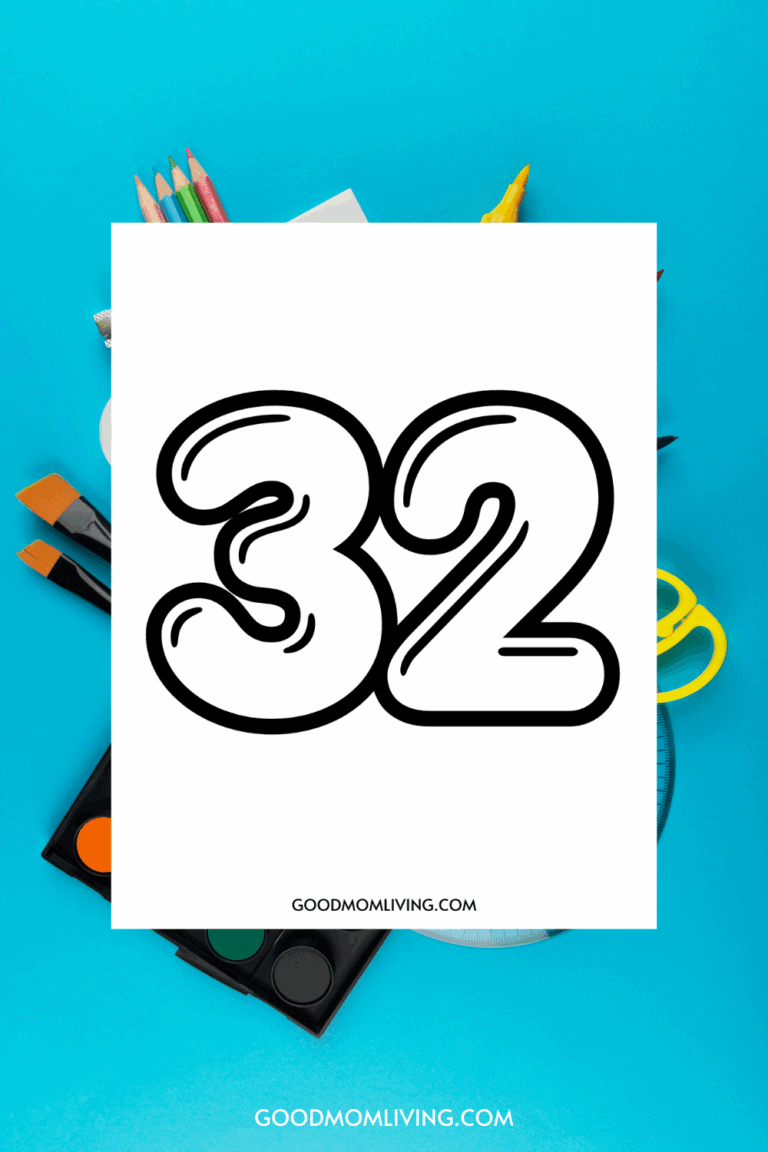 Free Bubble Number 32 Printable for Learning at Home - Good Mom Living