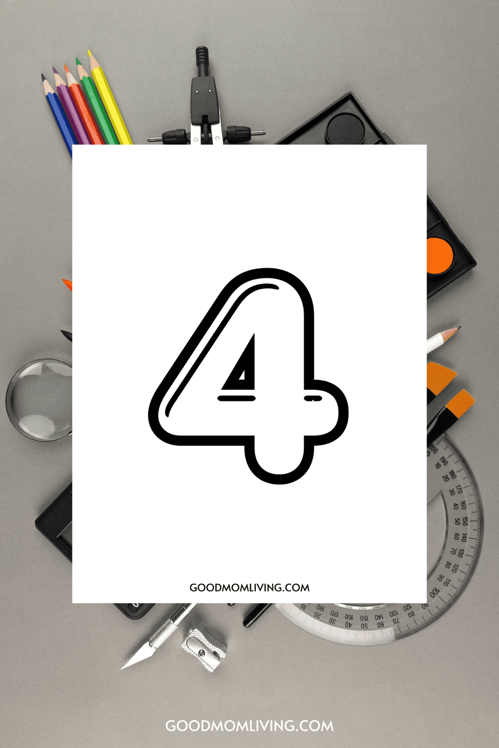 Printable Bubble Number 4 for Preschool Use - Good Mom Living