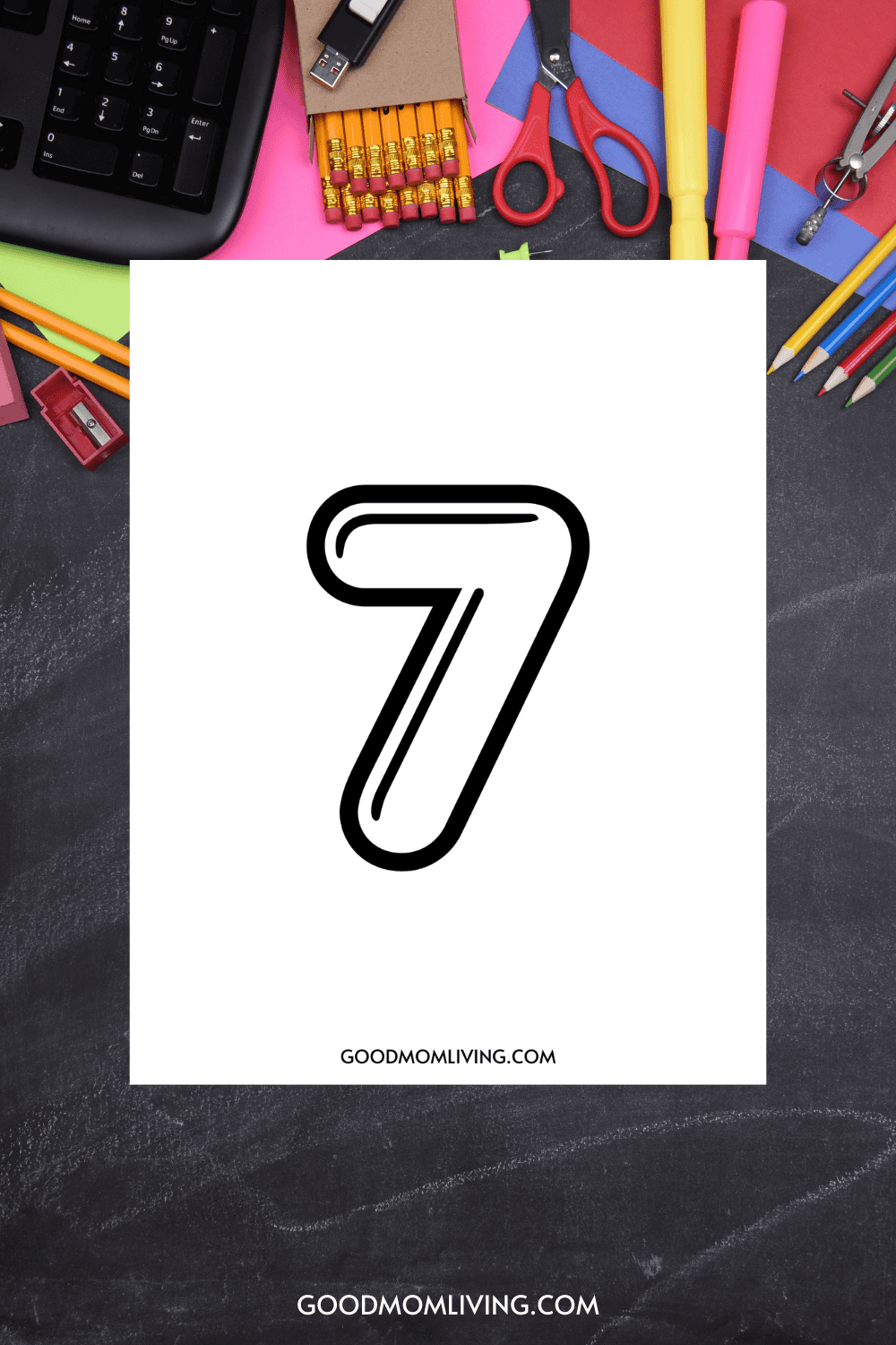 Bubble Number 7 Printable for Coloring and Fun - Good Mom Living