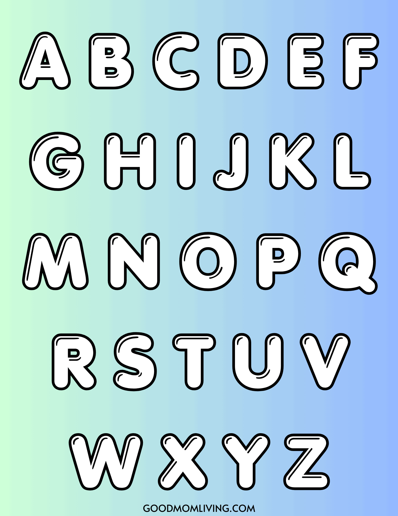 Free Bubble Letter B to Print and Color - Good Mom Living