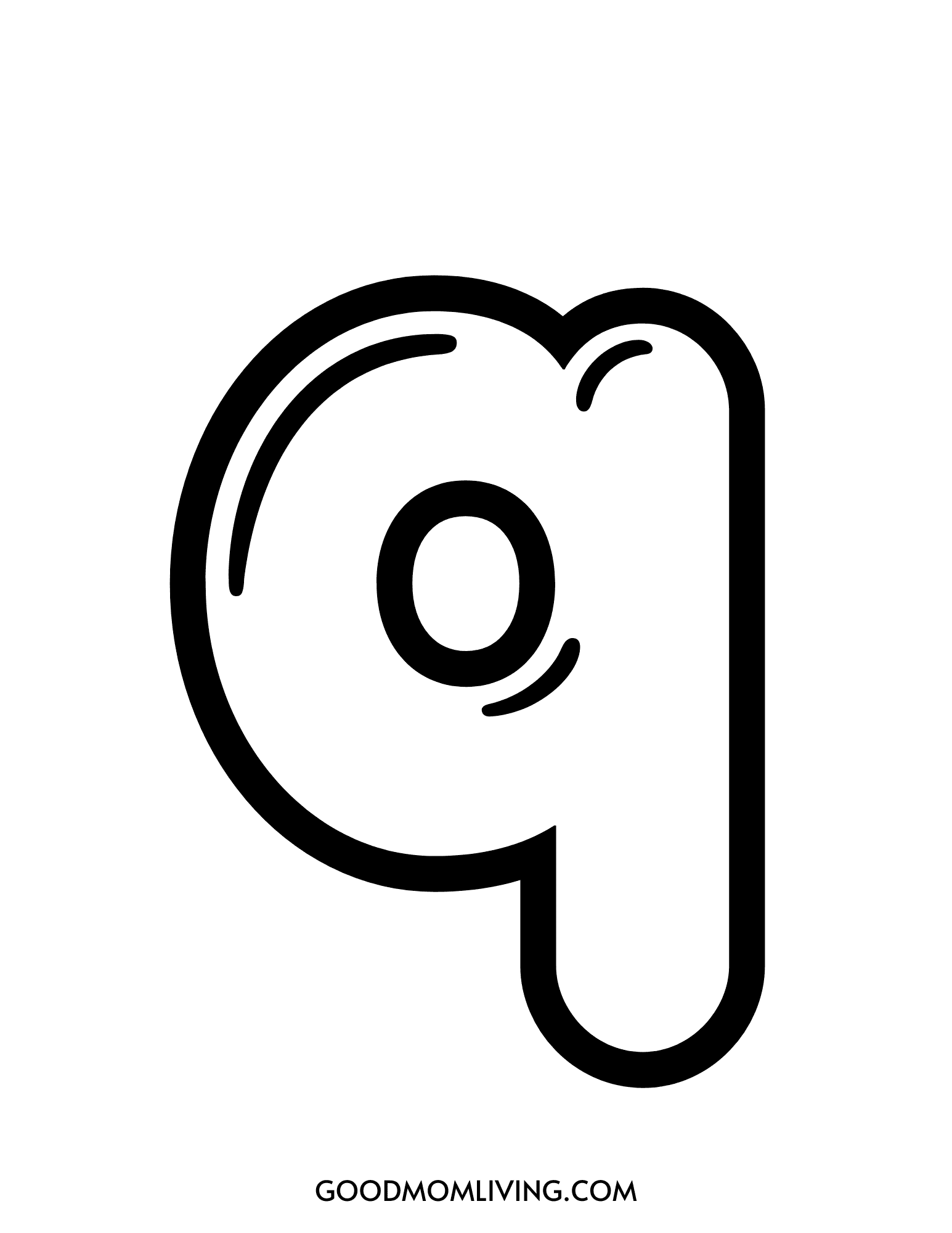 Free Bubble Letter Q Printable for Kids' Projects - Good Mom Living