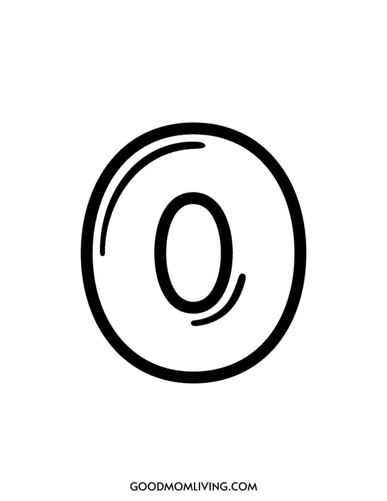 Bubble Number 0 Coloring Page Printable - Good Mom Living