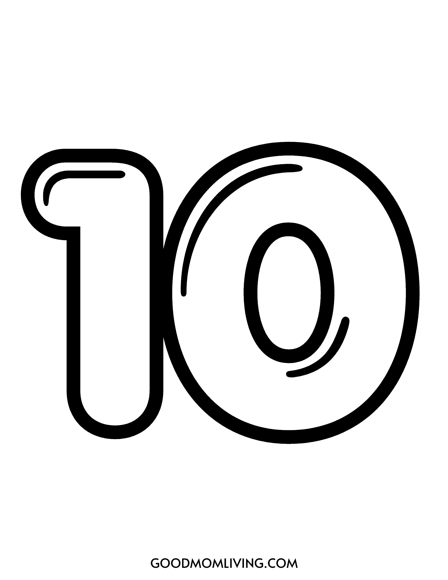 Bubble Number 10 Printable for Early Learners - Good Mom Living