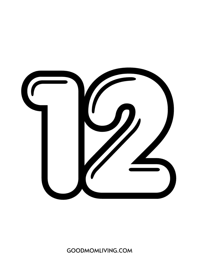 Free Bubble Number 12 Printable for Kids - Good Mom Living