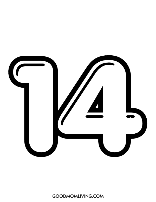 Bubble Number 14 to Print for Activities and Crafts - Good Mom Living