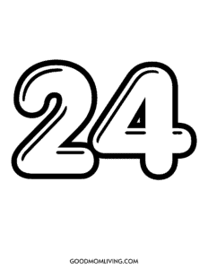 Printable Bubble Number 24 for Early Math Skills - Good Mom Living