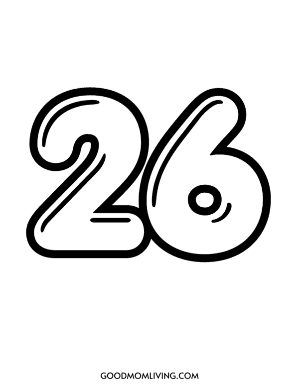 Creative Bubble Number 26 Printable for Kids - Good Mom Living