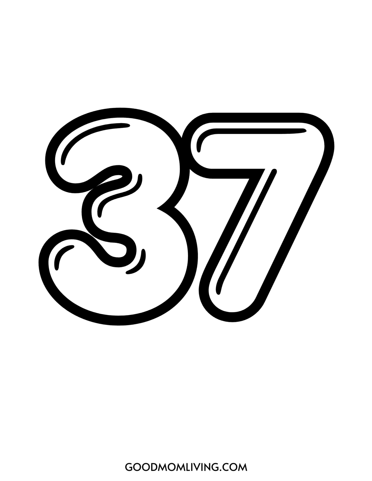 Bubble Number 37 Printable for School Days - Good Mom Living