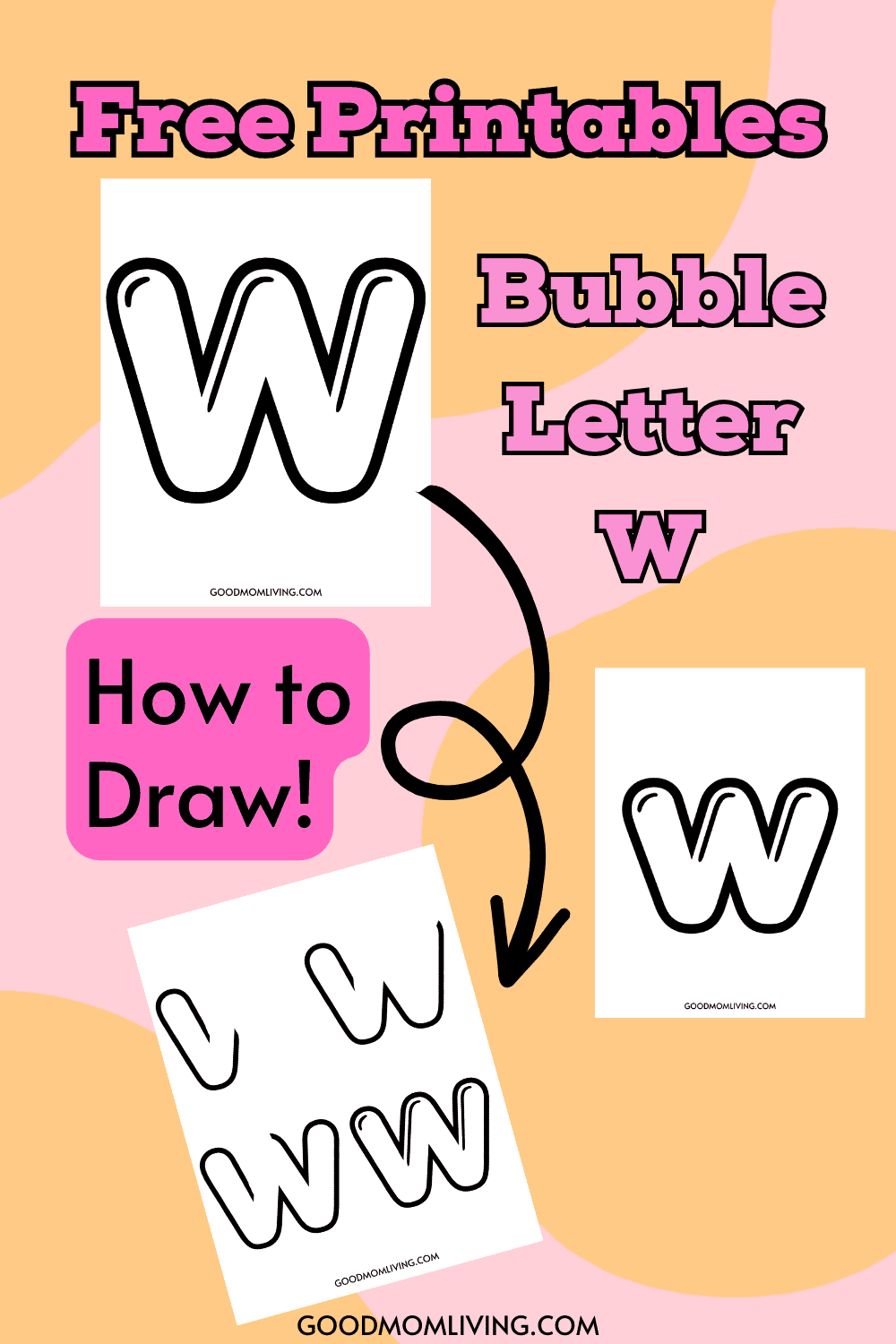 Free Bubble Letter W Printable for Kids To Color - Good Mom Living