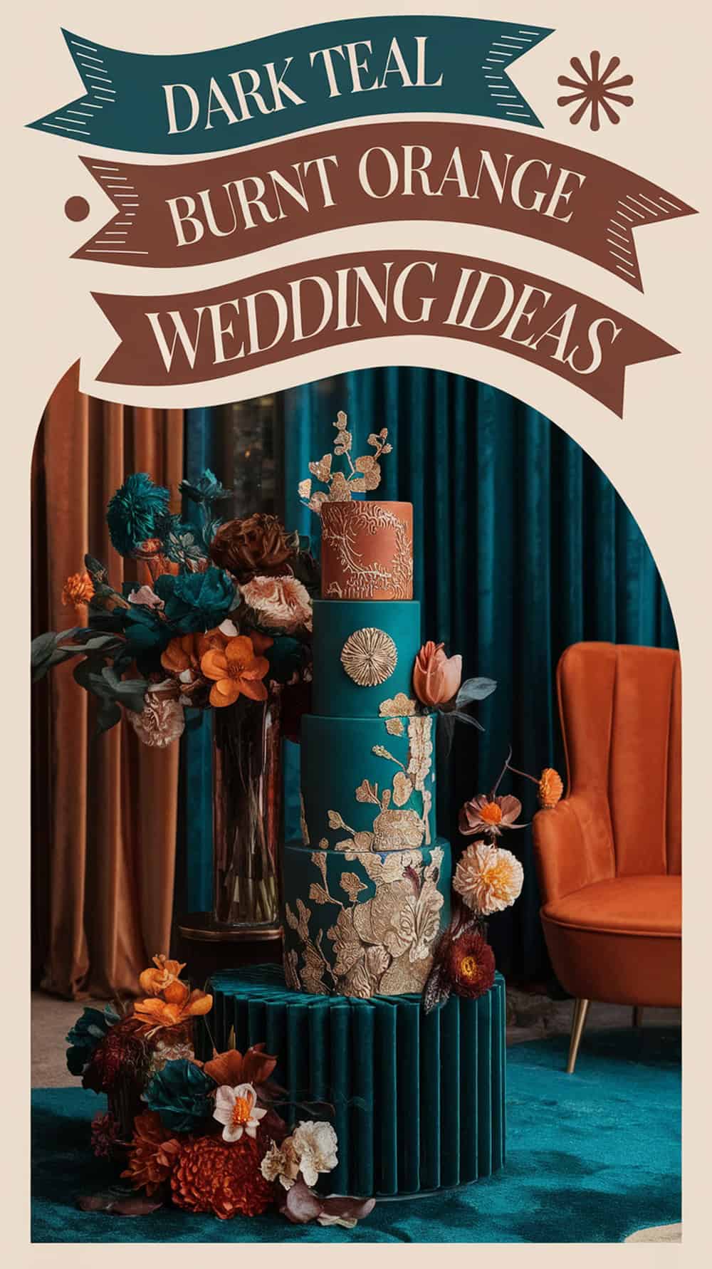 Dark Teal and Burnt Orange Wedding Color Palette Inspiration - Good Mom ...