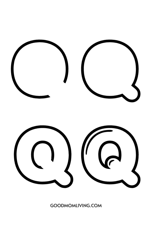 Free Bubble Letter Q Printable for Kids' Projects - Good Mom Living