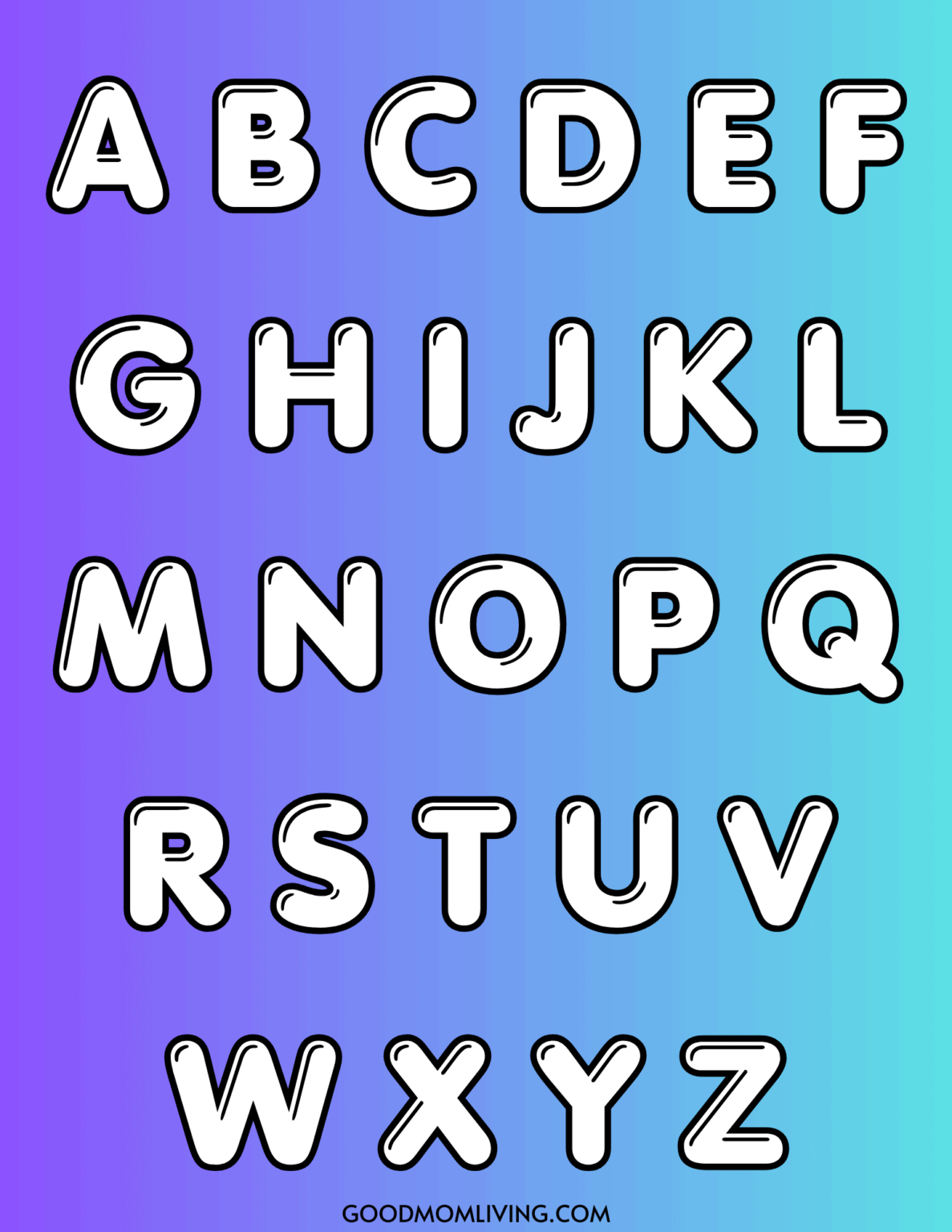 Printable Bubble Letter D (Perfect for Kids) - Good Mom Living