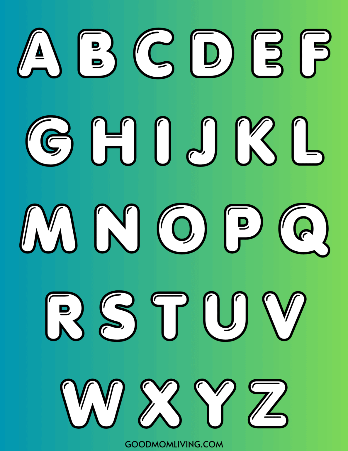 Free Printable Bubble Letter H for Crafts and Coloring - Good Mom Living