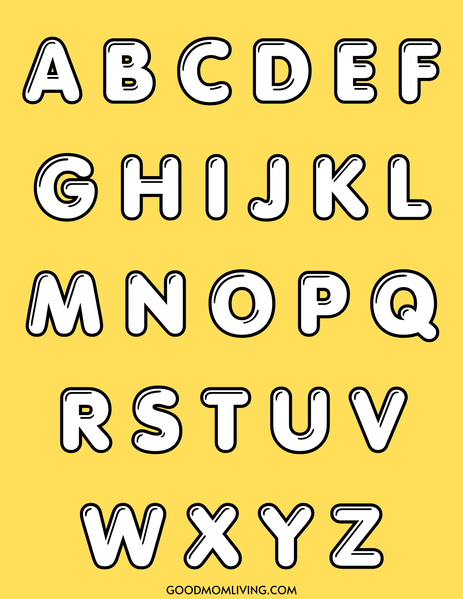 Free Bubble Letter M to Print and Use - Good Mom Living