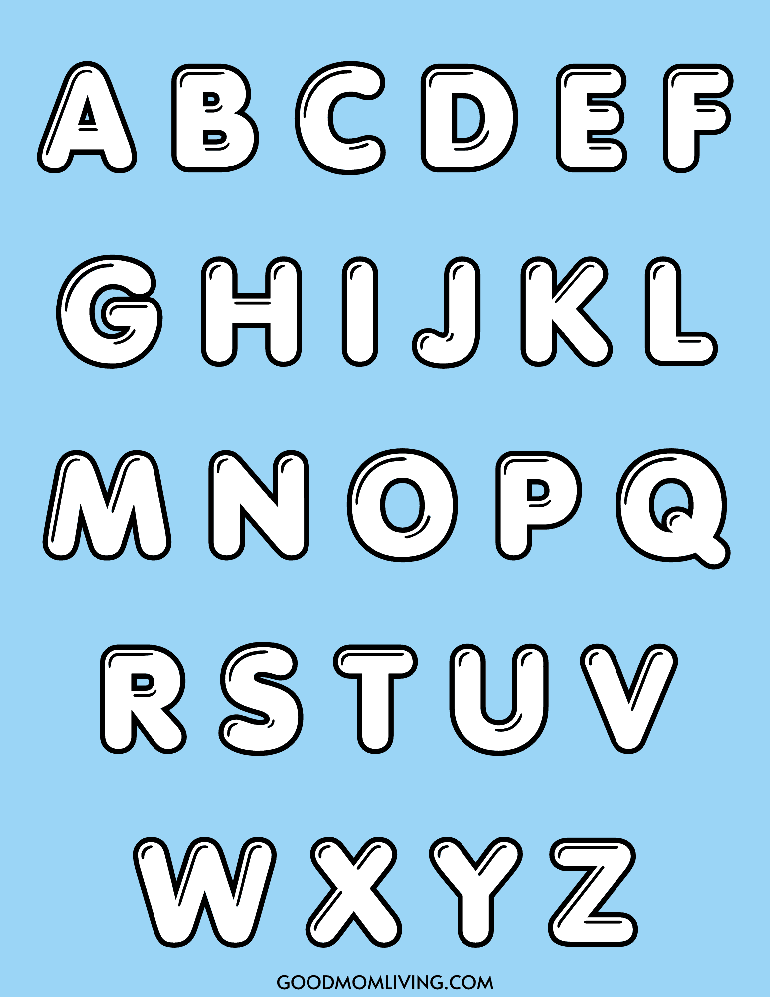 Free Printable Bubble Letter Y (Creative and Fun) - Good Mom Living