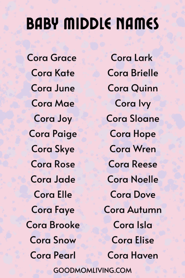 Pairing Cora With A Middle Name That is Naturally Feminine - Good Mom ...