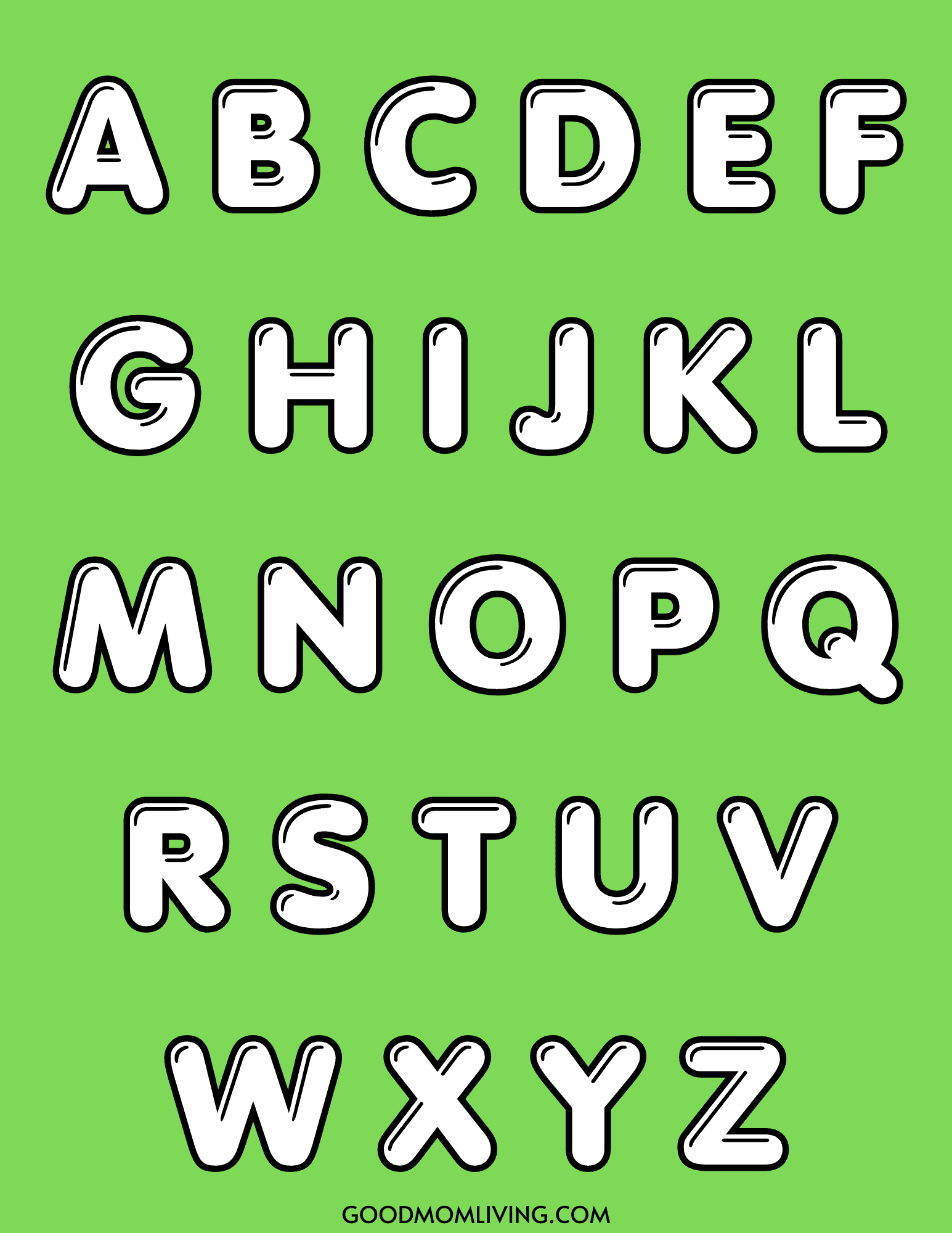 Bubble Letter N Printable (Free and Easy for Kids) - Good Mom Living