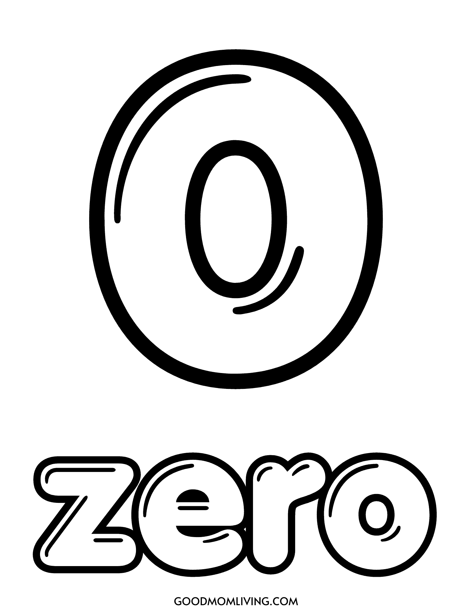 Bubble Number 0 Coloring Page Printable - Good Mom Living