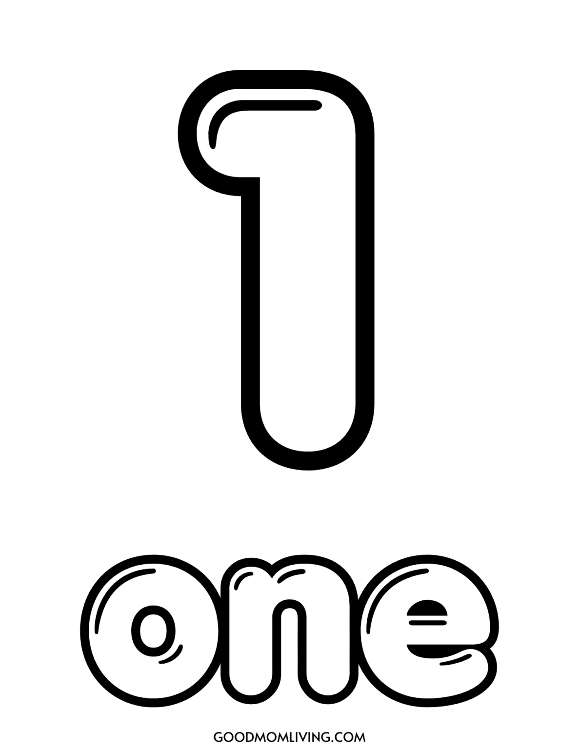 Free Printable Bubble Number 1 for Kids - Good Mom Living