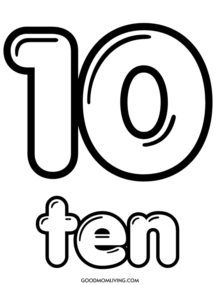 Bubble Number 10 Printable for Early Learners - Good Mom Living