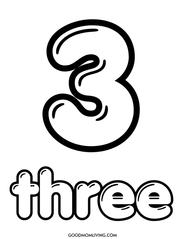 Fun Bubble Number 3 Printable for Crafts - Good Mom Living