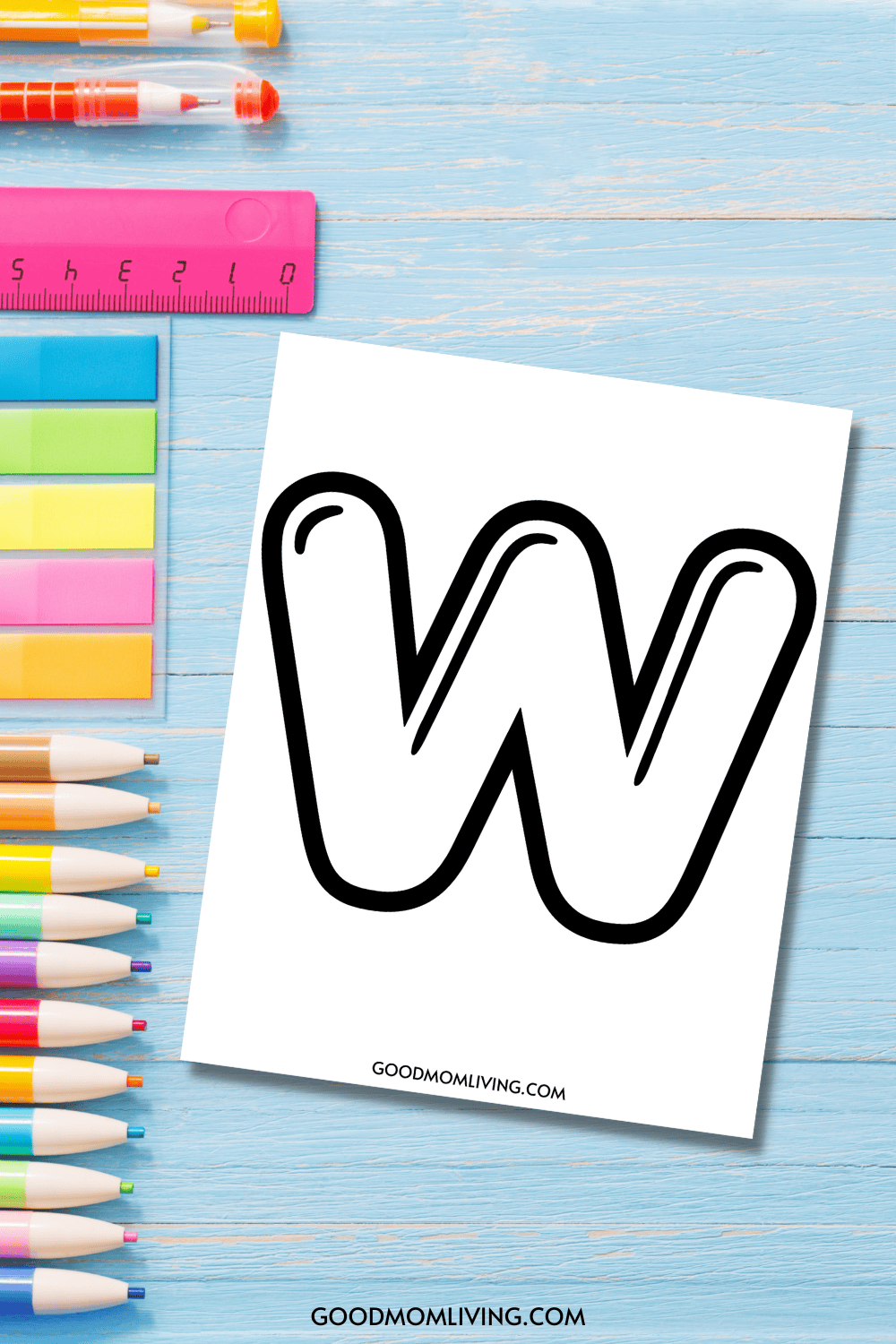 Free Bubble Letter W Printable for Kids To Color - Good Mom Living